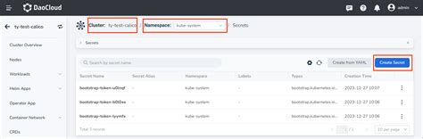 create secret daocloud enterprise