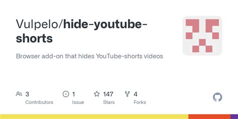 Github Vulpelohide Youtube Shorts Browser Add On That Hides Youtube Shorts Videos