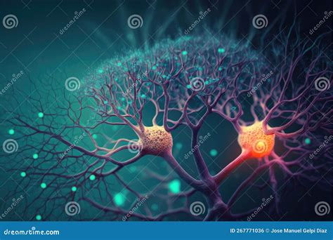 Signals In Neurons In Brain 3d Illustration Of Neural Network Dark