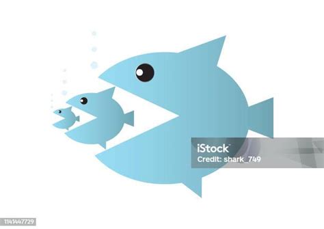 큰 물고기가 작은 물고기 먹이 사슬 또는 인계 사업 개념 벡터 일러스트를 먹는다 합병과 인수에 대한 스톡 벡터 아트 및 기타 이미지 합병과 인수 물고기 0명 Istock