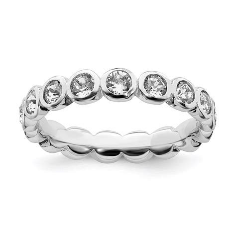 Sterling Silver Stackable Expressions April Swarovski Ring