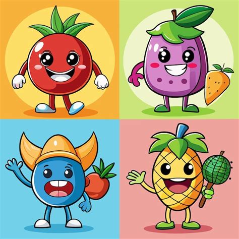 Cute Fruite Mascot Icon Illustration Premium Ai Generated Vector