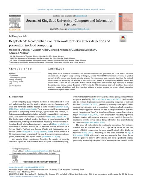 Pdf Deepdefend A Comprehensive Framework For Ddos Attack Detection And Prevention In Cloud