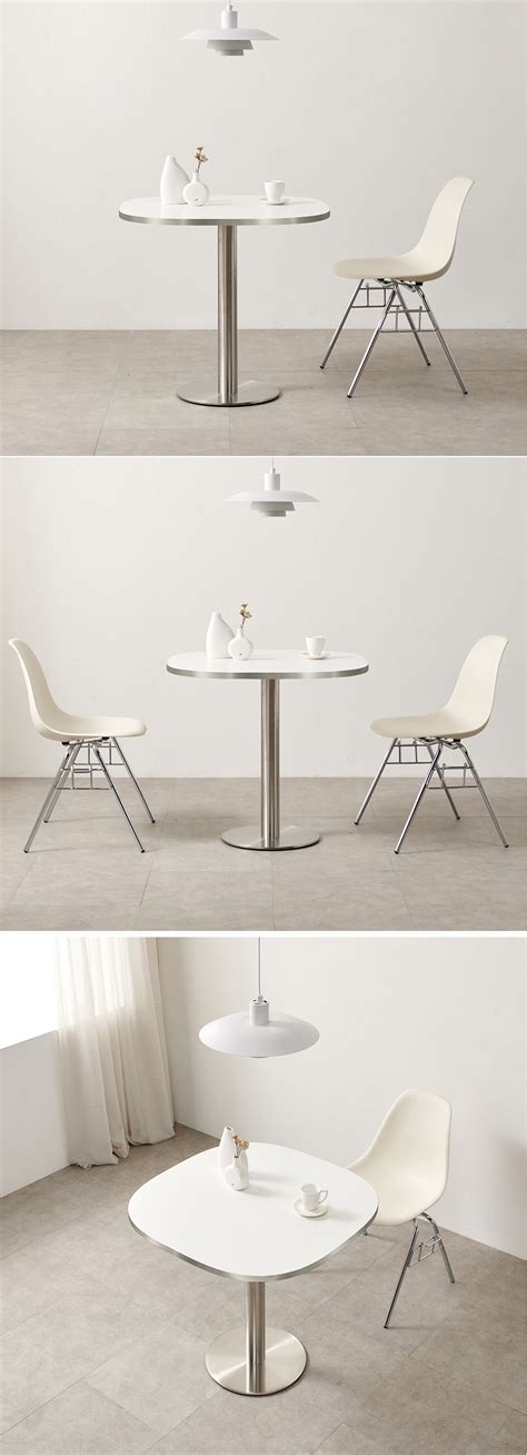 다나에 둥근사각 테이블 식탁 카페 화이트 미드센츄리모던 600 800