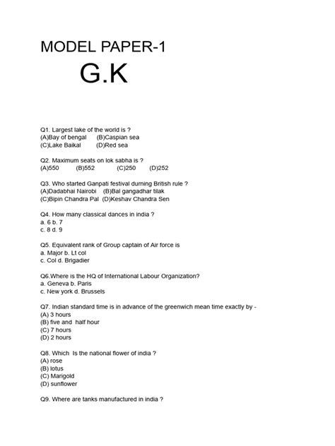 Model Paper 1 Gk Pdf