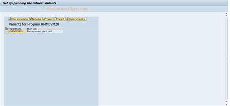 MDAB SAP Tcode Planning File Set Up BATCH