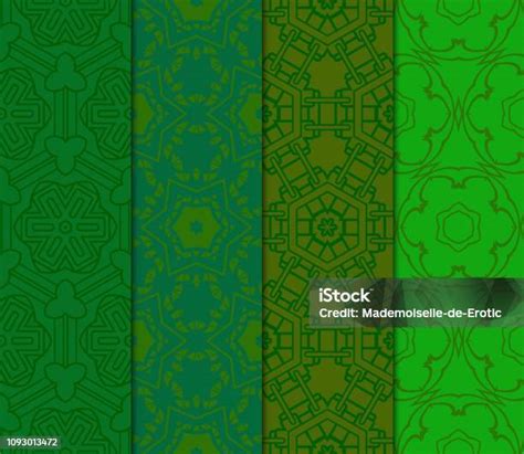 추상적인 벡터 원활한 패턴와 추상적인 꽃과 떠나 Stylegreen 색상의 집합입니다 현대적인 인테리어 디자인 벽지 섬유 산업에