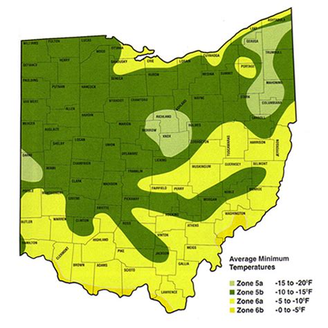 Ohio Plant Hardiness Zone Map