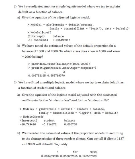 Solved 2 We Have Adjusted Another Simple Logistic Model