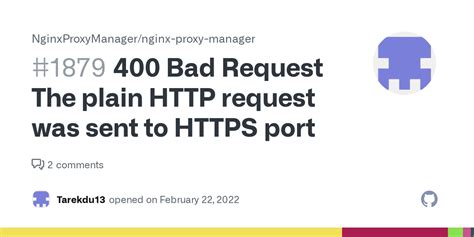 Bad Request The Plain Request Was Sent To HTTPS Port Issue NginxProxyManager