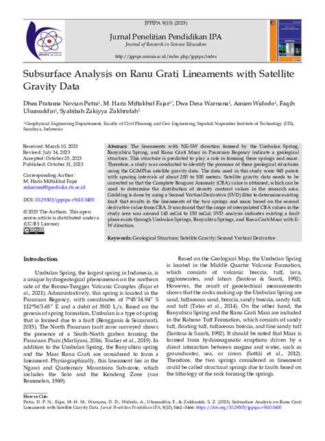 Pdf Subsurface Analysis On Ranu Grati Lineaments With Satellite Gravity Data