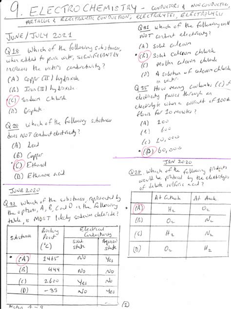 Cxc Csec Chemistry P1 With Answers Section A Ch 9 Handwritten Pdf