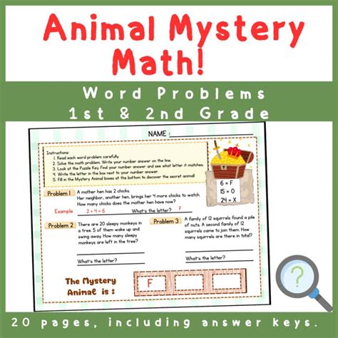 Addition And Subtraction Word Problems Math Mystery Puzzle Game 1st