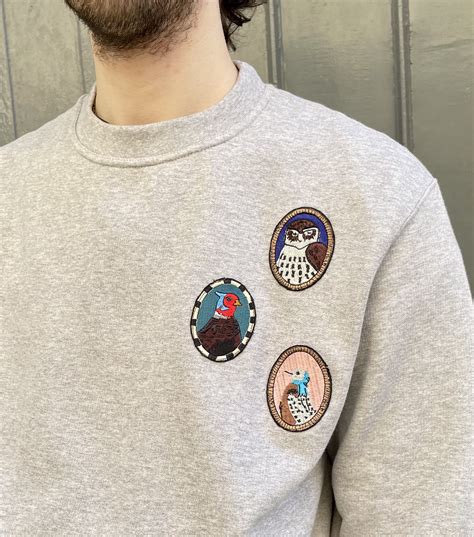 Karli M Sweatshirt With Embroidered Bird Cameos Grey Erotokritos Store