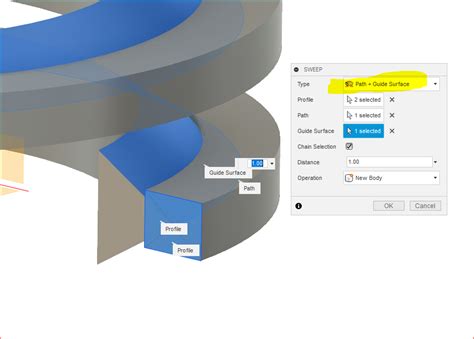 solved custom threading using sweep along path and guide rail