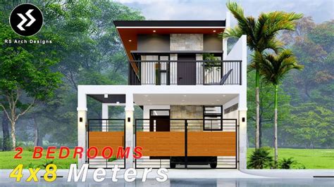 2 Storey House Design Philippines Low Budget 2 Bedrooms 4x8 Meters