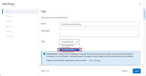Protection Policy For Protecting The Powerstore Resources Dell Powerprotect Data Manager