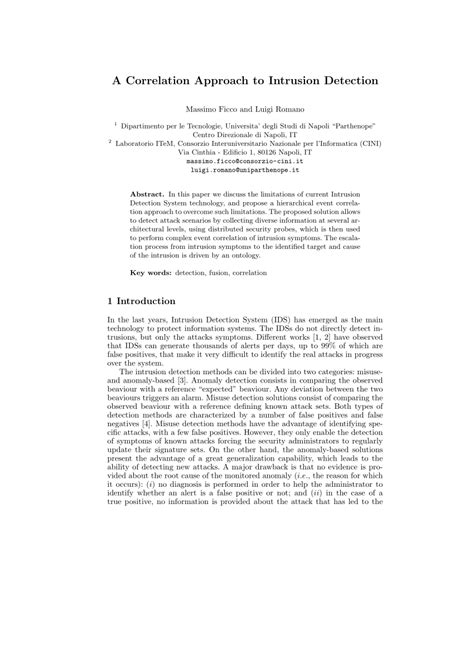 Pdf A Correlation Approach To Intrusion Detection