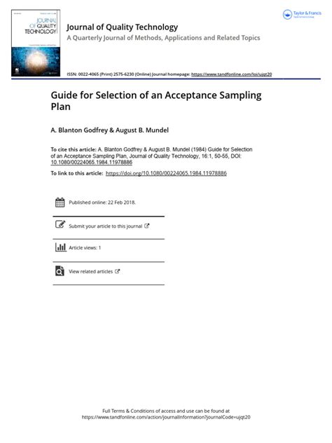 Guide For Selection Of An Acceptance Sampling Plan Pdf Sampling