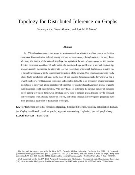 Pdf Topology For Distributed Inference On Graphs Dokumentips