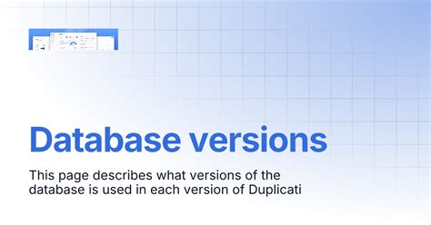 Database Versions Duplicati