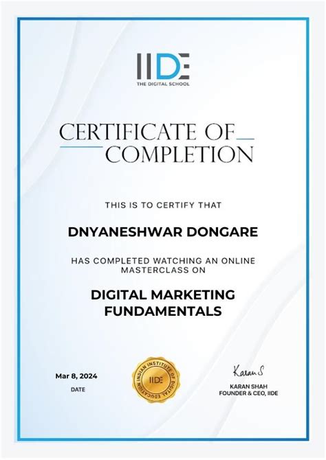 Dnyaneshwar Dongare On Linkedin Digital Marketing Fundamentals Iide