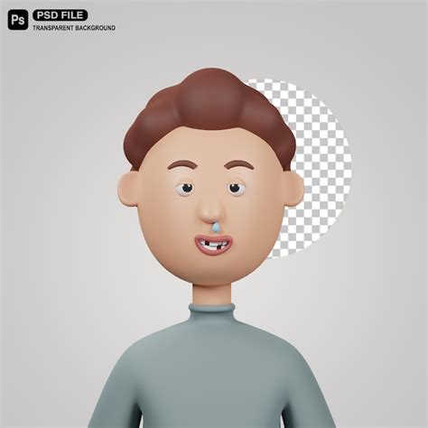 3d 남자 못생긴 얼굴 그림 프리미엄 Psd 파일