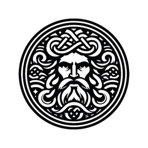 Poseidon In Silhouete With Celtic Knot Pattern Illustration Premium Ai Generated Vector
