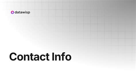 Contact Info Datawisp Documentation