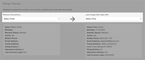 merging names churchtrac support