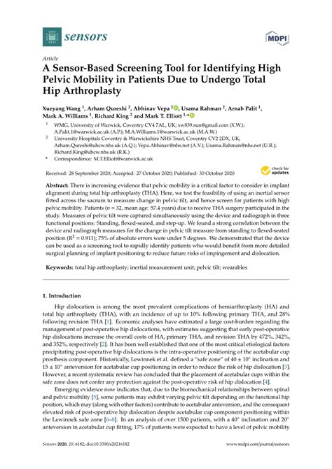 Pdf A Sensor Based Screening Tool For Identifying High Pelvic