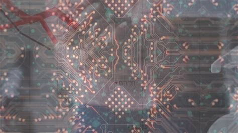 Animation Of Microprocessor Connections And Red Graphs Moving Over