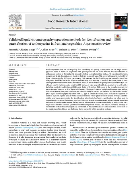 Pdf Validated Liquid Chromatography Separation Methods For