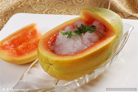 木瓜炖雪蛤摄影图 传统美食 餐饮美食 摄影图库 昵图网