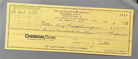 1980 Mlb Phillies World Series Champion Pay Check Contract Lot Hof Mike Schmidt Ebay
