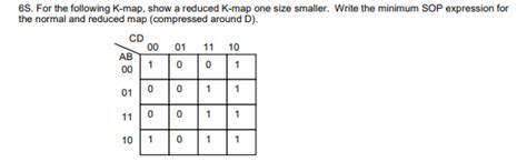 Solved 6S For The Following K Map Show A Reduced K Map One Chegg Com