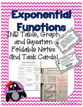 Exponential Functions INB Notes And Task Cards