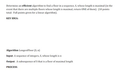 Solved Determine An Efficient Algorithm To Find A Floor In A
