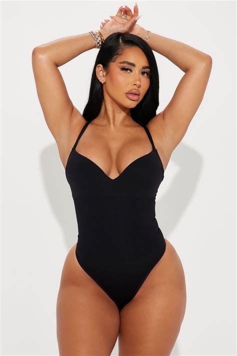 Get Snatched Compression Shapewear Bodysuit Black Fashion Nova