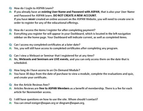 Aspan Learn Faqs