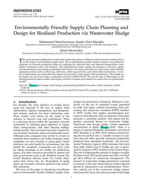 Pdf Environmentally Friendly Supply Chain Planning And Design For Biodiesel Production Via