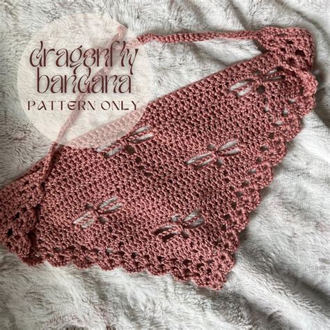 Crochet Dragonfly Bandana Pattern Boho Hippie Style Pdf Download Etsy