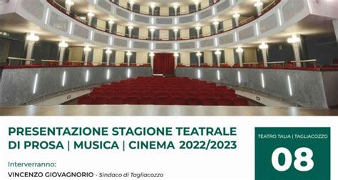 Tagliacozzo Al Via La Nuova Stagione Del Teatro Talia