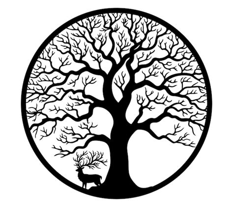 Circle Tree Wall Decor Laser Cut Design Premium AI Generated Vector