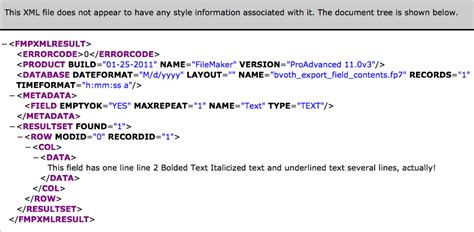 Xml With Default Stylesheet In Browser Filemakerhacks