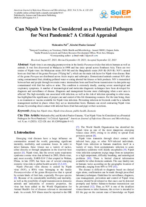 Pdf Can Nipah Virus Be Considered As A Potential Pathogen For Next Pdf Can Nipah Virus Be Considered As A Potential Pathogen For Next