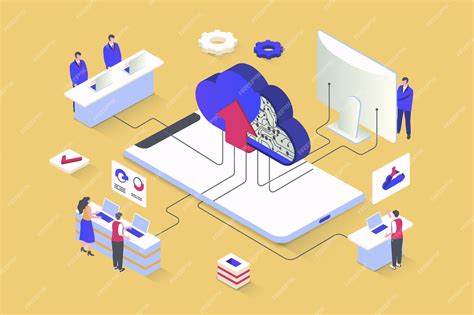 Premium Vector Cloud Computing Concept In 3d Isometric Design Network