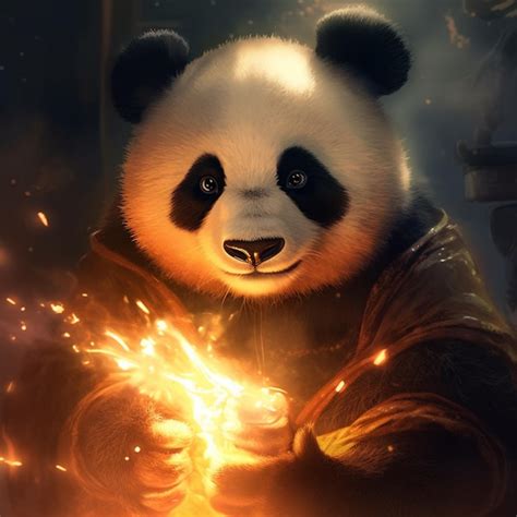 Premium Photo Panda With Fire Illustration Design