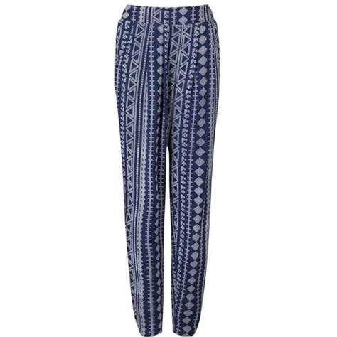 East Aztec Print Harem Trousers Navy Loose Fit Summer Harem Trousers