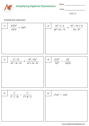 Simplifying Expressions Worksheets Math Monks Worksheets Library